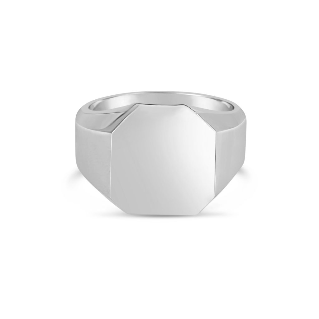 white gold gents modern signet ring rg00732 | Edwards & Davies